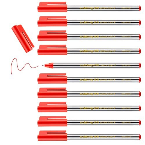 88 - fineliner - red - 10 pens - round nib 0.6 mm - thin fibre pen for ...