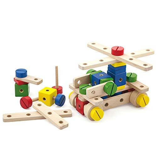Viga Wooden 53 Piece Model Construction Set - Childrens Wood Block ...