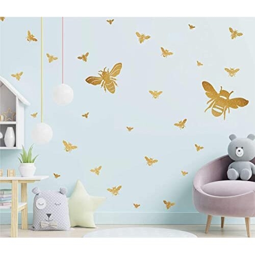Bee Wall Decals Honey Bee Wall Decor Bee Wall Stickers Gold Honey Bee ...