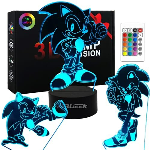 Sonic Toys Night Light for Kids 3D Illusion Lamp-3 Pattern -Bedroom ...