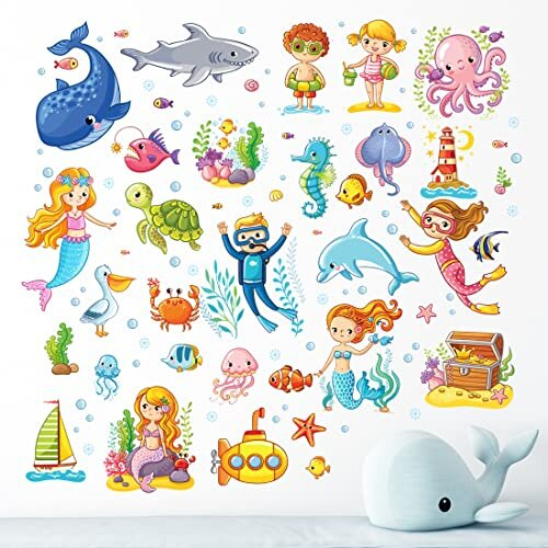 Sealife Wall Stickers for Bathroom Decoration Waterproof Vinyl Decal ...