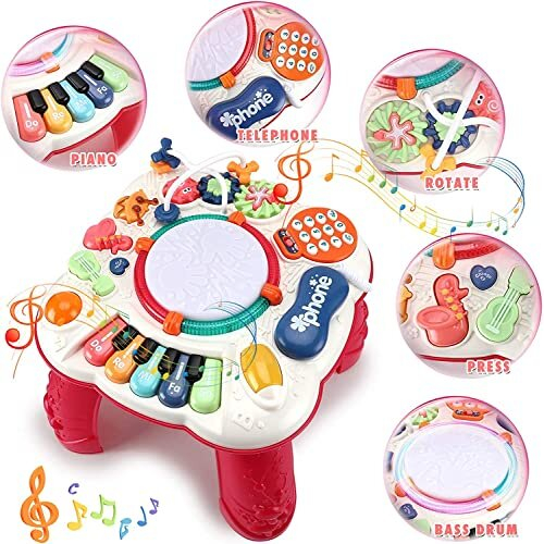 Baby Activity Table Sensory Toys, Birthday Gift Music Learning Table ...