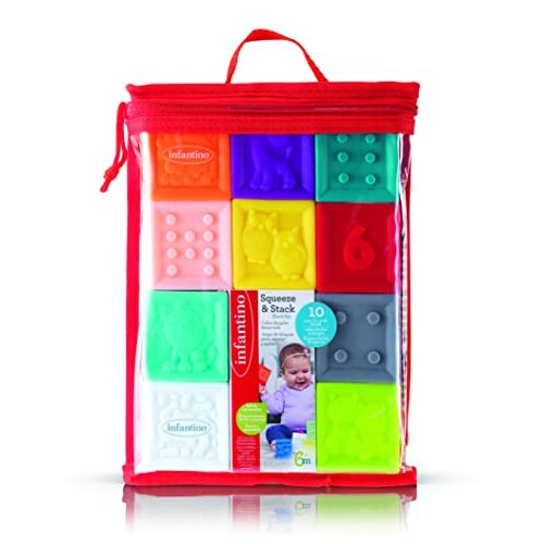 Squeeze and Stack Block Set - 10 Soft Colourful Blocks Featuring ...
