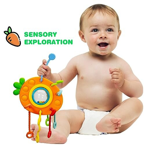 Baby Toys 6 Months Plus, Montessori Pull String Toy, Silicone Fine ...