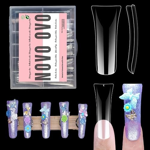 120 pcs Extra Long Duck Nail Tips Full Cover for Acrylic, Clear XL XXL ...