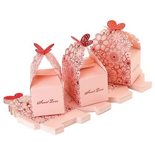 Hollow Paper Candy Boxes, Flower Pattern Wedding Favour Boxes ...