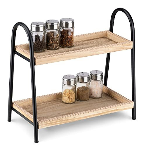 2 Tier Countertop Organiser - Bathroom Kitchen Counter Shelf Rack Caddy ...