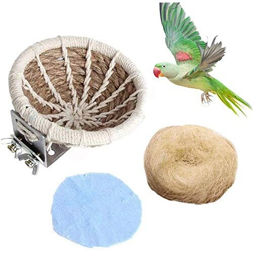 Bird Nest Hemp Rope Weave Parakeet Breeding Nest Bed Small Parrot Cage ...