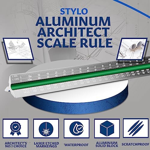 Aluminum Architect Scale Ruler - 30cm Ruler Laser Etched Triangle ...
