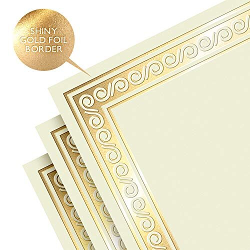 Plain Certificate Paper for Awards. Set of 50x, 180gsm Gold Border ...