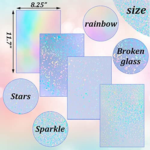 32 Sheets A4 (210 x 297 mm) Holographic Sticker Paper Holographic Clear ...