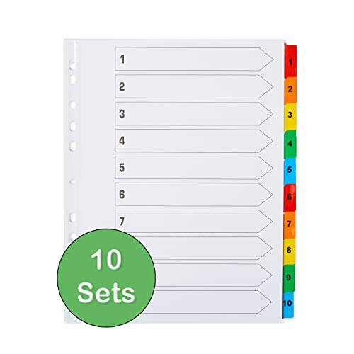 [10 Pack] A4+ File Dividers Extra Wide Numbered 1-10 A4+ Extra Wide ...