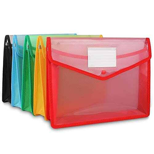 A4 Plastic Wallets with Popper, STARVAST 5 Pack A4 Plastic Envelope ...