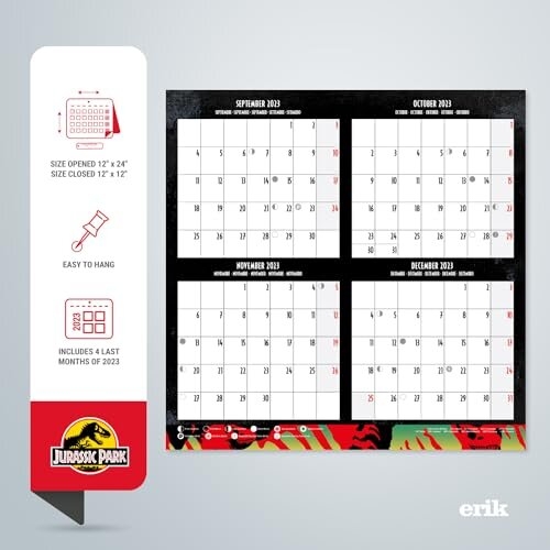 Jurassic Park Wall Calendar 2024 12" x 12" | 12 Month Planner | Square ...