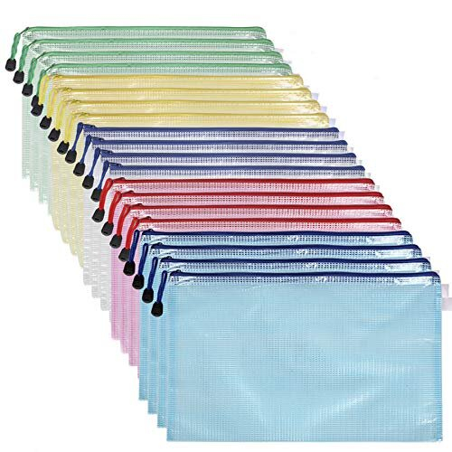 Plastic Wallets 20pcs A4 Zip Plastic Folders Lock Bags Mesh Document