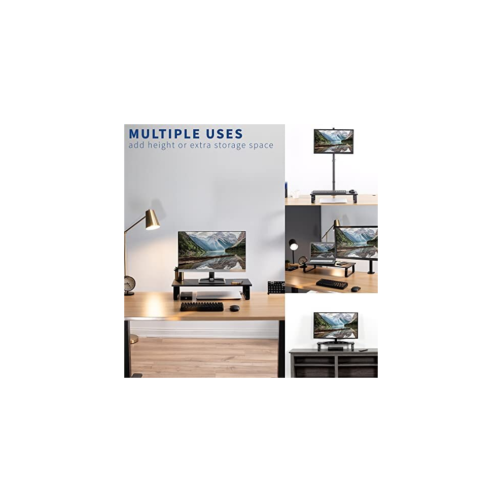 24 inch Monitor Stand, Wood & Steel Desktop Riser, Screen, Keyboard ...