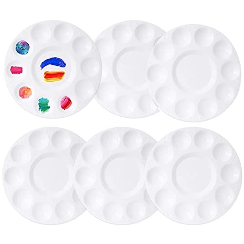 Paint Palette Tray,6 PCS Plastic Round Pallette Painting Pallets for ...