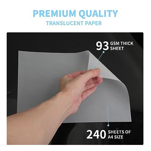 240 Sheets A4 Translucent Tracing Paper Printable, 93 GSM Thick Vellum ...