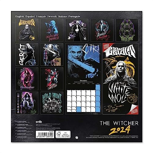 The Witcher Wall Calendar 2024 12" x 12" | 12 Month Planner | Square ...