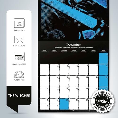The Witcher Wall Calendar 2024 12" x 12" | 12 Month Planner | Square ...