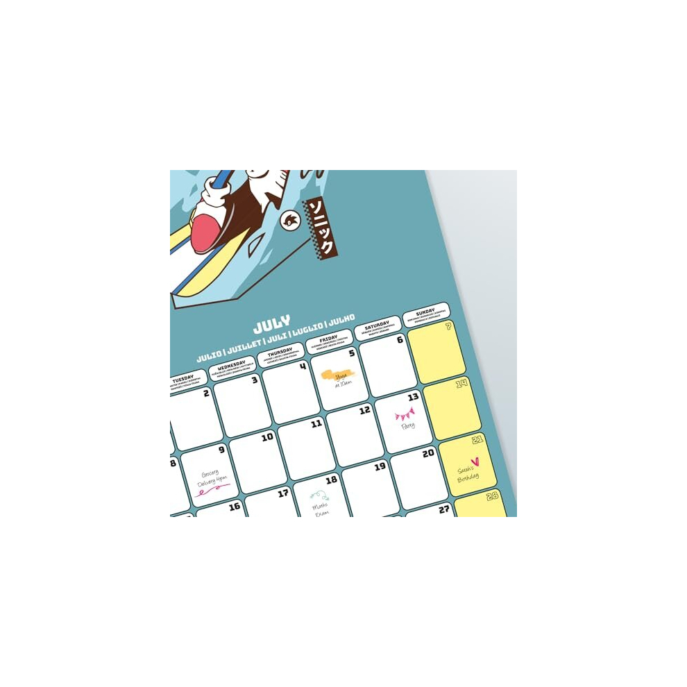 Sonic The Hedgehog Wall Calendar 2024 12" x 12" | 12 Month Planner ...