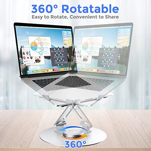Swivel Laptop Stand for Desk, Adjustable Height Aluminum Computer Stand ...