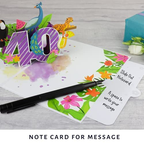- 40th Birthday Pop Up Card - Tropical 40th Birthday Card For Women on ...