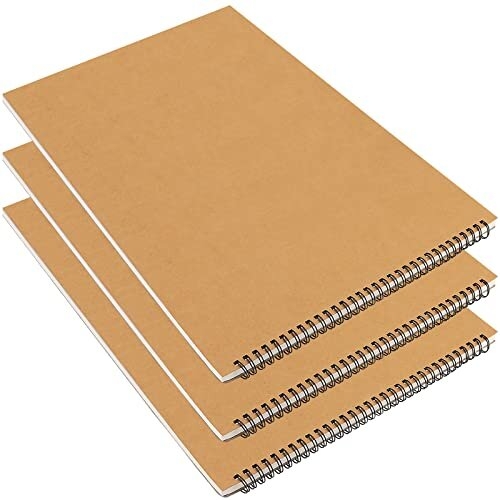 3 Pack A3 Sketchbook, Kraft Cover Spiral Bound Notebook Sketch Pad, 30 ...