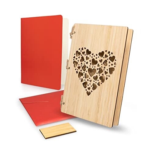 wooden card made of bamboo - Premium wooden greeting card - Card set ...
