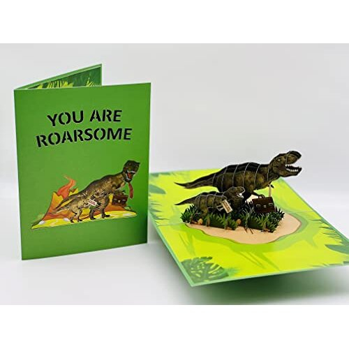 Dinosaur 'You Are Roarsome' Pop Up Card - Unique 3D T-Rex Father and ...