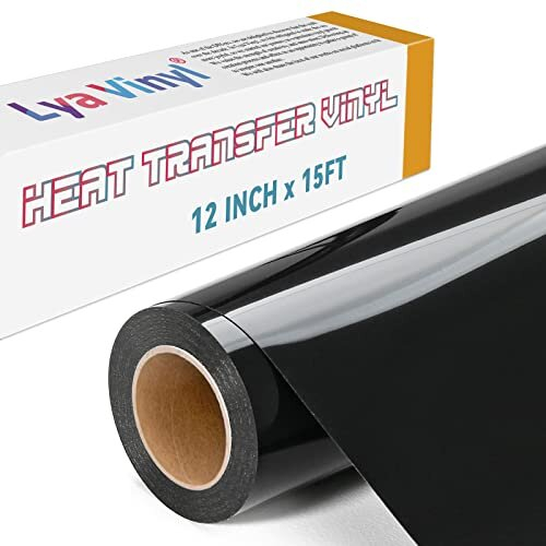 15FT Heat Transfer Vinyl, Black Iron on Vinyl Roll for Cricut ...