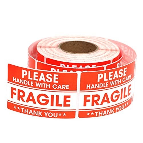 500 Fragile Stickers, 2" x 3" Red Warning Label Fragile Shipping Label ...