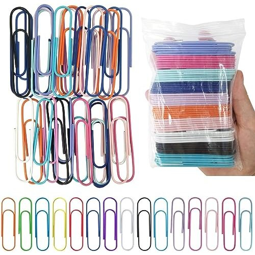 Oversized Paper Clips, Vinyl Coated, 60 Pack 3" Color Assorted ...