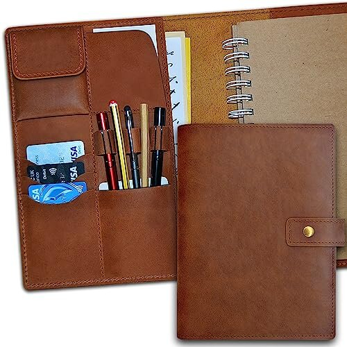 ViSiON 100% Genuine Leather Portfolio with 256 Pages Diary, Refillable ...