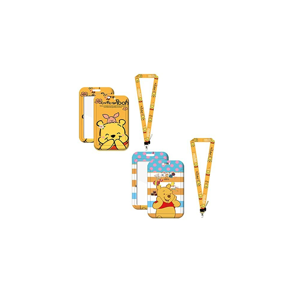 2Pcs Winnie The Pooh ransparent Badge Holder ZHULIA- Lanyard with Badge Detachable Winnie The ...