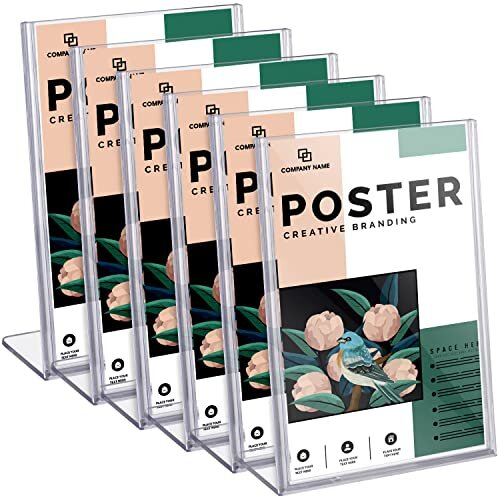 6 Pack A5 Acrylic Sign Holder, Clear Plastic Display Sign Stands, Table ...
