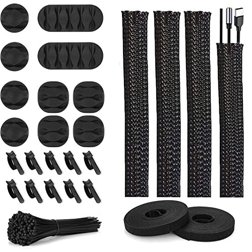 126pcs Cable Management Kit, 10 Silicone Cable Holder 4 Cable Tubing ...