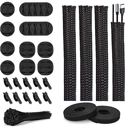 126pcs Cable Management Kit, 10 Silicone Cable Holder 4 Cable Tubing ...