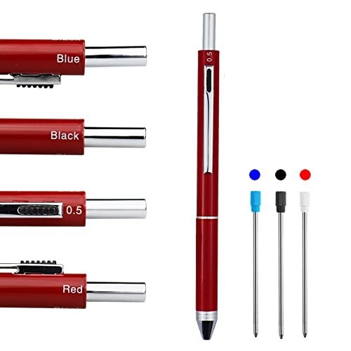 4 in 1 Multicolor pen, Metal Cased Multifunction Pen, 0.5mm Mechanical ...