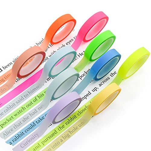 10 Rolls Highlighter Tape Neon and Morandi Colored Sticker Removable ...
