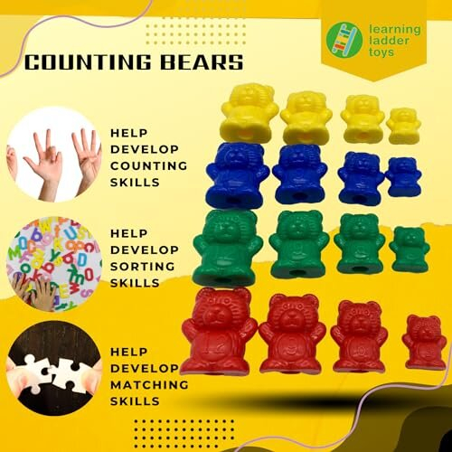 Rainbow Counting Bears - 4 Colour Size Counter Set x96 - Sorting Bear ...