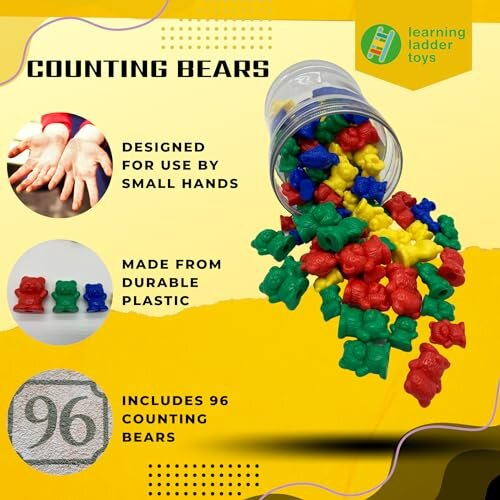 Rainbow Counting Bears - 4 Colour Size Counter Set x96 - Sorting Bear ...