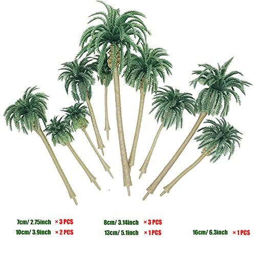 34 PCS Model Trees Coconut Palm Model Trees, 1.7~6.7 Inch Mixed Model ...