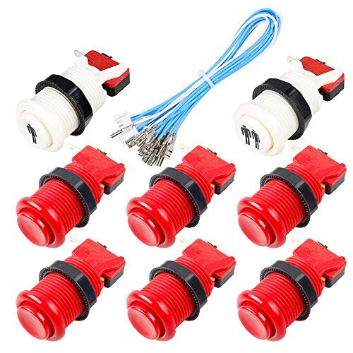 8X Arcade Buttons 30mm Happ Type Standard Push Buttons Switch with 20cm ...