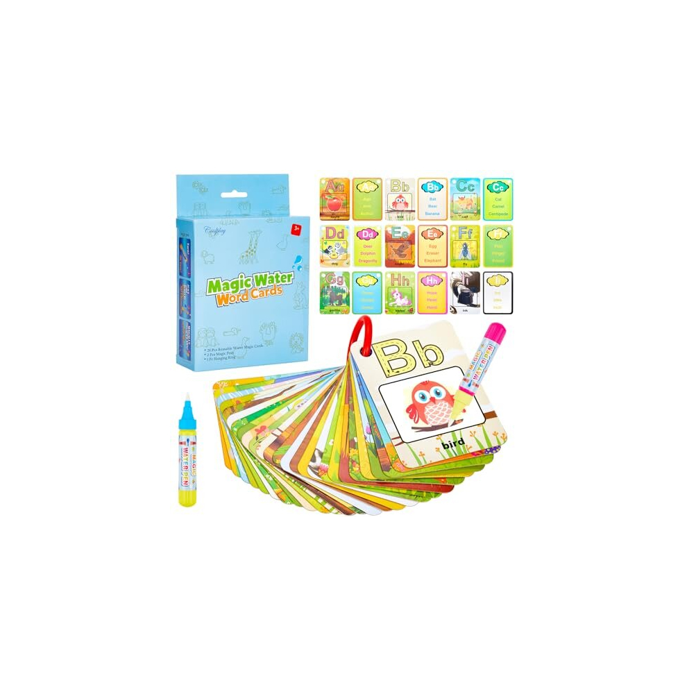 Alphabet Water Coloring Cards Drawing 26 Letters ABC Words for Toddlers ...