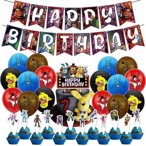 Five Nights at Freddy's Party Decorations FNAF Birthday Party Supplies ...