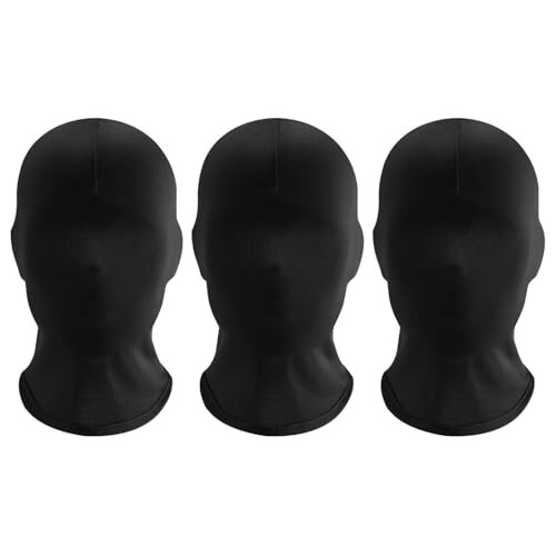 3 Pieces Black Full Face Mask Full Black Mask Full Face Cover Halloween ...