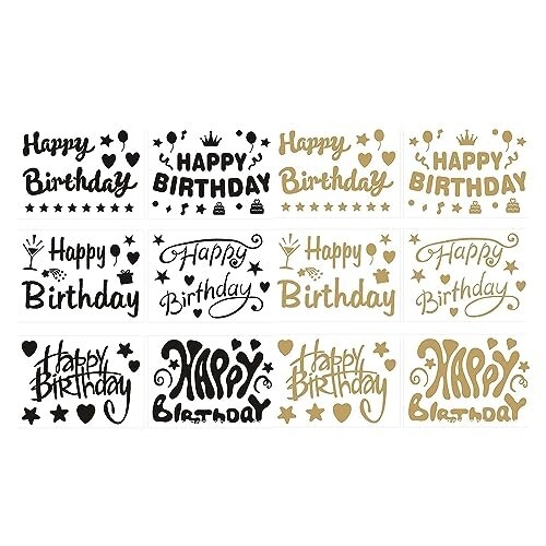 12 Pieces Happy Birthday Balloon Sticker Bobo Party Balloon Stickers ...
