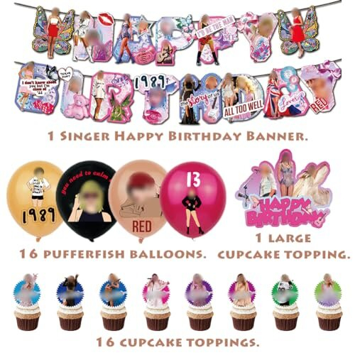 34 PCS Singer Birthday Party Decorations Set,Singer Theme Party ...