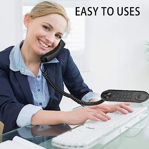 Corded Landline Telephone,House Phones Wall Mountable Landline Telephone,Home Phone Dial Pad on ...